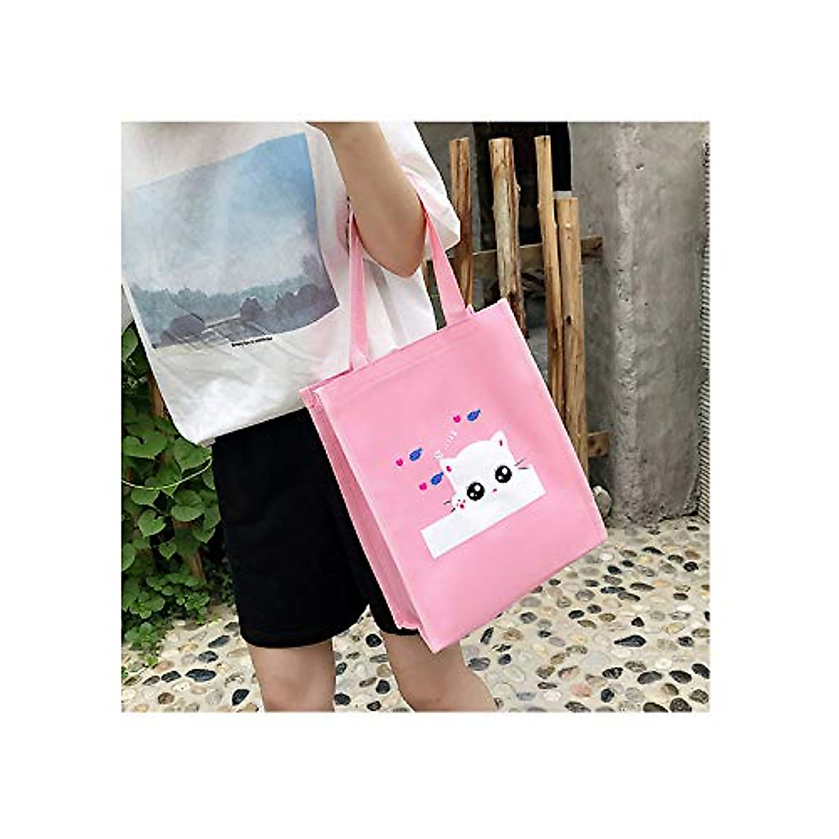hainan Cat Backpacks Set for Teenage Girls and Student Kitty Printing Bookbag Cute School Bags Teen Girls 4 pcs for One Set Green one size
