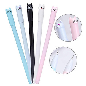 Sencoo 12 Pack Erasable Gel Pens - Black, Cute, Kawaii Cat Pens with Ultra Fine 0.5 mm Point