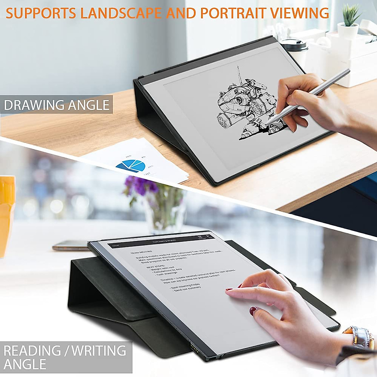 DINGGUAGUA for Remarkable 2 Paper Tablet Case,with Built-in Pen Holder - for 10.3" 2020 Released Cover for Remarkable2 Paper Tablet Book Folio Case,Black