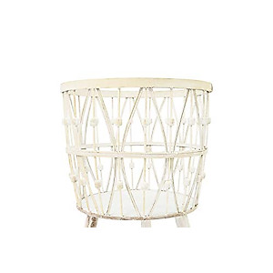 Creative Co-Op 19.25", 20.5" & 25.5" Bamboo Wood Legs & Whitewashed Finish (Set of 3 Sizes) Baskets, White