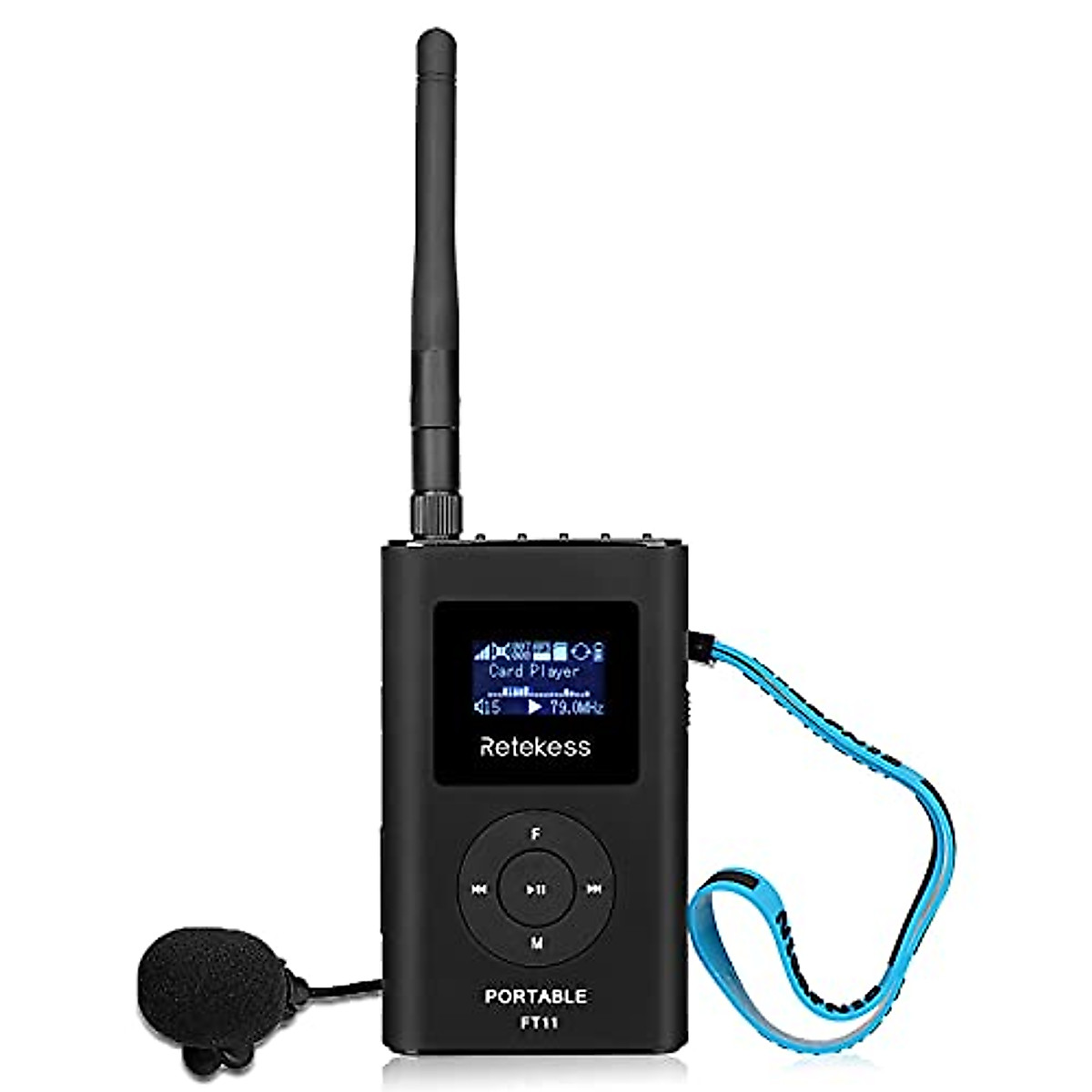 Retekess FT11 FM Transmitter,Portable FM Broadcast Transmitter for Church with Microphone, Rechargeable FM Radio Stereo Station for Drive-in Movie,Parking Lot,Support TF Card AUX Input