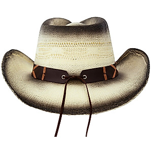 Queue Essentials Straw Cowboy Hat for Men Cowgirl Hat for Women Western Wide Brim Hat Hats - D