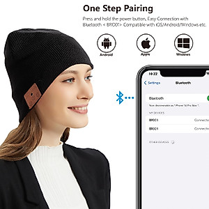 BORAYDA Bluetooth Beanie, Bluetooth 5.2 Wool Hat HD Stereo,24 Hours Play Time,Built-in Microphone, Men's/Women's Christmas Electronic Gift (Black)