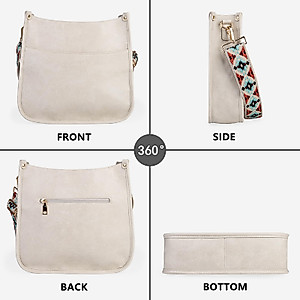 Viva Terry Vegan Leather Crossbody Fashion Shoulder Bag Purse with 2 Adjustable Strap (White)