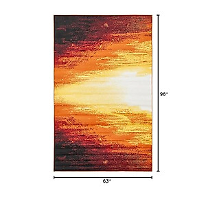 Unique Loom Metro Collection Contemporary Abstract Bright Warm Candle Light Area Rug, 5 ft x 8 ft, Orange/Yellow