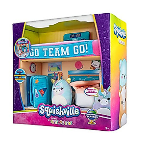 Squishville by Original Squishmallows Deluxe Academy Playset - Includes 2-Inch Eunice The Unicorn Plush, School Desk, Locker, and School Playscene - Toys for Kids