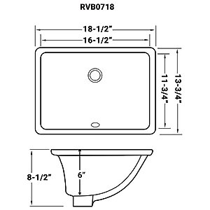 Ruvati 18 x 13 inch Undermount Bathroom Vanity Sink White Rectangular Porcelain Ceramic with Overflow - RVB0718