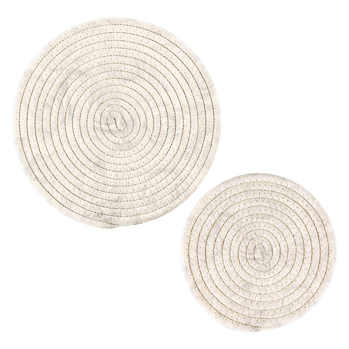 Pot Holders Trivets Set Pure Cotton Potholders Set, Hot Pads Set of 2, White Rose Hot Pot Trivets One 9.45 Inch and One 7 Inch