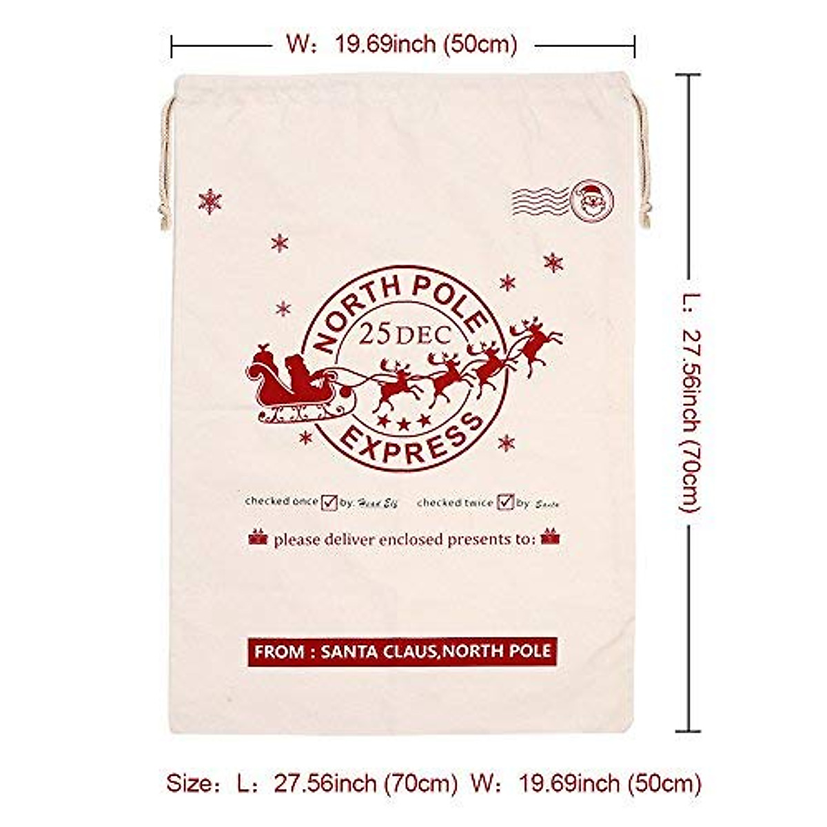 OurWarm 2PCS Large Christmas Gifts Bags, Canvas Blank Storage Bags with Drawstring for Christmas Holiday Party Decorations, 28 x 20 Inch