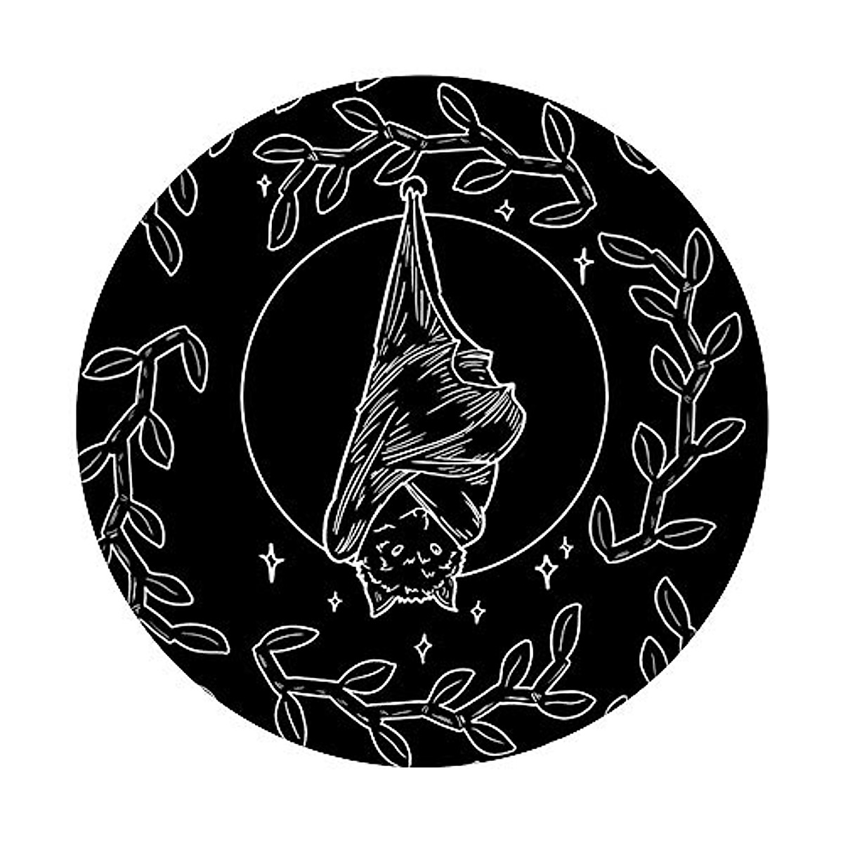 Moon Bat Line Retro Vampiric Dark Dwellers Goth Lover Gift PopSockets PopGrip: Swappable Grip for Phones & Tablets