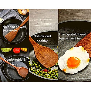 Wooden Spatulas for cooking - Set of 2 12.8 Inch 12 Inch Versatile Utensils, Wooden Spoons, Anti Scratch Non Stick Cookware, Eco Friendly, MyFurtive Wooden Wok Spatula Turner For Cooking