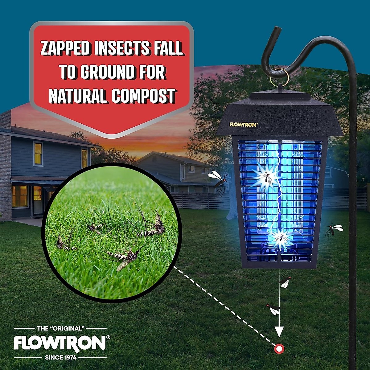 Flowtron Bug Zapper, 1 Acre of Outdoor Coverage with Powerful 40W Bulb & 5600V Instant Killing Grid with Mosquito Attractant Cartridge