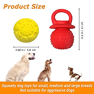 LLSPET Latex Chew Dog Toys, Novelty Squeaky Pacifier Dog Toys for Teething Puppies, Mild Chewing Small, Medium, Large Dogs, Pet Dogs Supplies Newborn Puppy Gift (2 Pcs, Red+Yellow