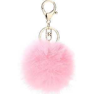 Pom Pom Keychain Genuine Rabbit Fur Ball Keychain Fluffy Accessories Car Bag Charm