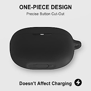 Geiomoo Silicone Case Compatible with Anker Soundcore Life A3i, Protective Cover with Carabiner (Black)