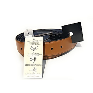 Michael Kors Men's Cut to Fit Reversible PVC Leather Dress Belt (Luggage Navy)