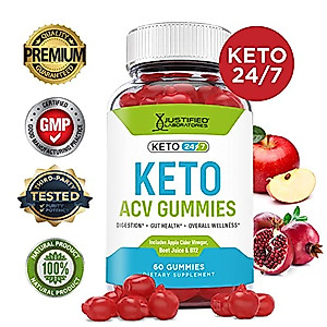 Justified Laboratories (10 Pack) Keto 24/7 Gummies 1000MG ACV with Pomegranate Juice Beet Root B12 600 Gummys