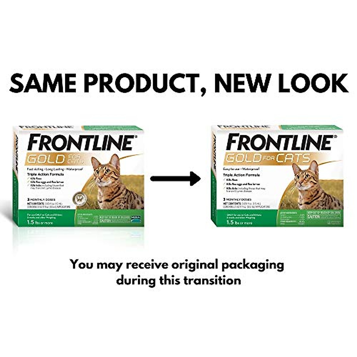 FRONTLINE Gold Flea & Tick Treatment for Cats, Pack of 3