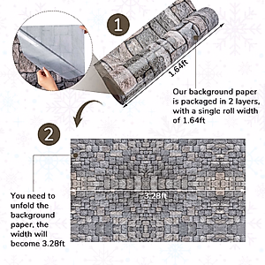 164 ft Brick Wall Backdrop Stone Wall Scene Setter Medieval Castle Wallpaper Curtains Door Cobblestone Tablecloth Photo for Halloween Wallpaper Medieval Party Decor Castle Knight Themed Party Supplies