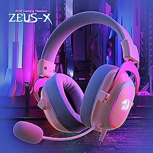 Redragon H510 Zeus-X RGB Pink Wired Gaming Headset - 7.1 Surround Sound - 53MM Audio Drivers in Memory Foam Ear Pads w/Durable Fabric Cover- Multi Platforms Headphone - USB Powered for PC/PS4/NS