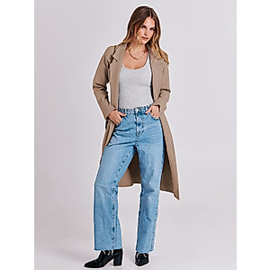 ANRABESS Women Cardigan Oversized Open Front Sweater Coat Lady Blazer Jacket Fall Outwear Coatigan 2024 Trendy Outfits Khaki Medium