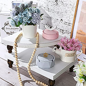 2 Pieces Wood Riser Decorative Wooden Tray Corner Counter Shelf Wood Stackable Pedestal Stand Display Riser for Bathroom Kitchen Living Room Home Accessories