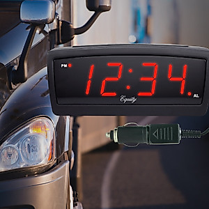Equity by La Crosse 30902 .9 Inch LED Truckers Adjustable Volume Alarm Clock with 12v Plug-in Adapter