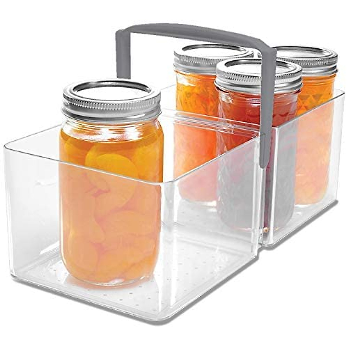 madesmart Fridge Portable Tote/Condiment Caddy, 12.19 x 5.69 x 4.38 in (30.96 x 14.45 x 11.11 cm), Light Grey