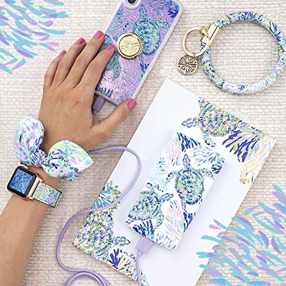 Lilly Pulitzer Cell Phone Gold Metal Stability Tech Ring, Citrus