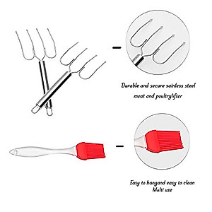 Turkey Lifter Serving Set Roaster Poultry Forks Including 1 Good Grip Silicone Basting & Pastry Brush