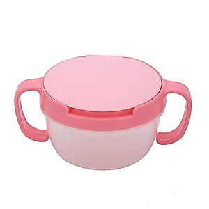 eecoo Snack Cup with Double Handle for Kids, Snack Catcher Lid Snack Container for Toddler and Baby,Portable Biscuits Candy Box (RED2)