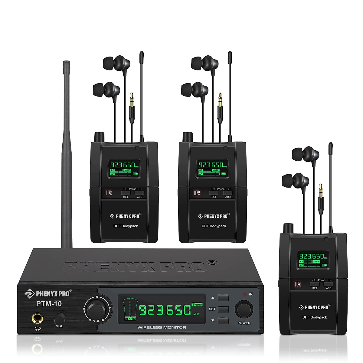 Phenyx Pro PTM-10B in Ear Monitor System in UHF Band Bundle with Compatible PTM-10 Bodypack Receiver
