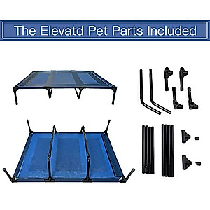 Fuzzywoozy Elevated Dog Bed, Outdoor Raised Dog Cots Beds with No-Slip Feet, Pets up to 50/70/150lbs (X-Large, Blue)