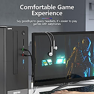 Headphone 3.5mm Splitter Mic Cable for Computer, KOOPAO Headset 3.5mm Female to 2 Dual Male Microphone Audio Stereo Jack Earphones Port to Gaming Speaker PC Adapter