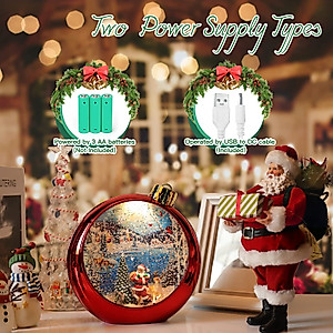 Christmas Snow Globe Lantern Red Snow Globes Musical Lantern 6H Timer Glitter Lantern Chritmas Battery Operated Snowglobe Santa Snow Globe Swirling Glitter Musical Snow Globe Lantern