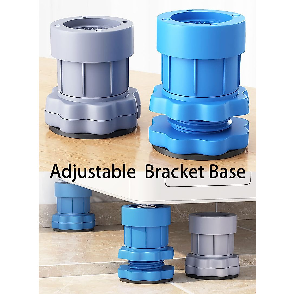 Multifunctional Adjustable Bracket Base For Washing Machine,Multifunctional Adjustable Bracket Base Anti Vibration Pads,Adjustable Height Washing Machine Support Foot Pads Non Slip Heighten (4xBlue)