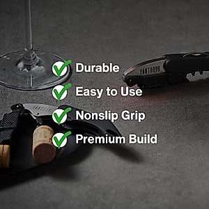 Vintorio Professional Waiters Corkscrew - Wine Key with Ergonomic Rubber Grip, Beer Bottle Opener and Foil Cutter (1 Pack)
