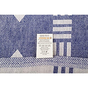 Bersuse 100% Cotton Belize XL Throw Blanket Turkish Towel - 75x90 Inches, Dark Blue