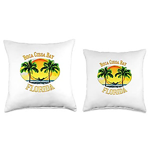 Fun Boca Ciega Bay Florida Souvenirs Boca Ciega Bay Florida Palm Trees Beach Vacation Throw Pillow, 16x16, Multicolor