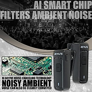 Retevis AI Active Noise Reduction Walkie Talkie Earpiece with Mic,Double PTT,Compatible RT22 RT21 RT68 RB85 NR10 Two Way Radio,Rechargeable C-Type 2 Way Radio Earhook Headset(1 Pack)