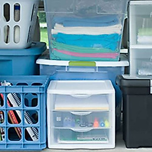 Sterilite ClearView Compact Stacking 3 Drawer Storage Organizer System for Crafting Supplies, Home Office, or Dorm Room, (20 Pack)