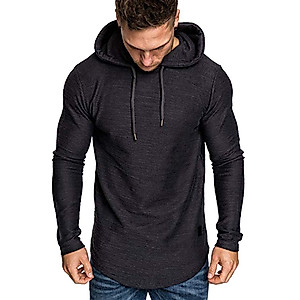 Mens Fashion Workout Hoodies Athletic Breathable lightweight Sports Sweatshirt Solid Color Soft Pullover A-black