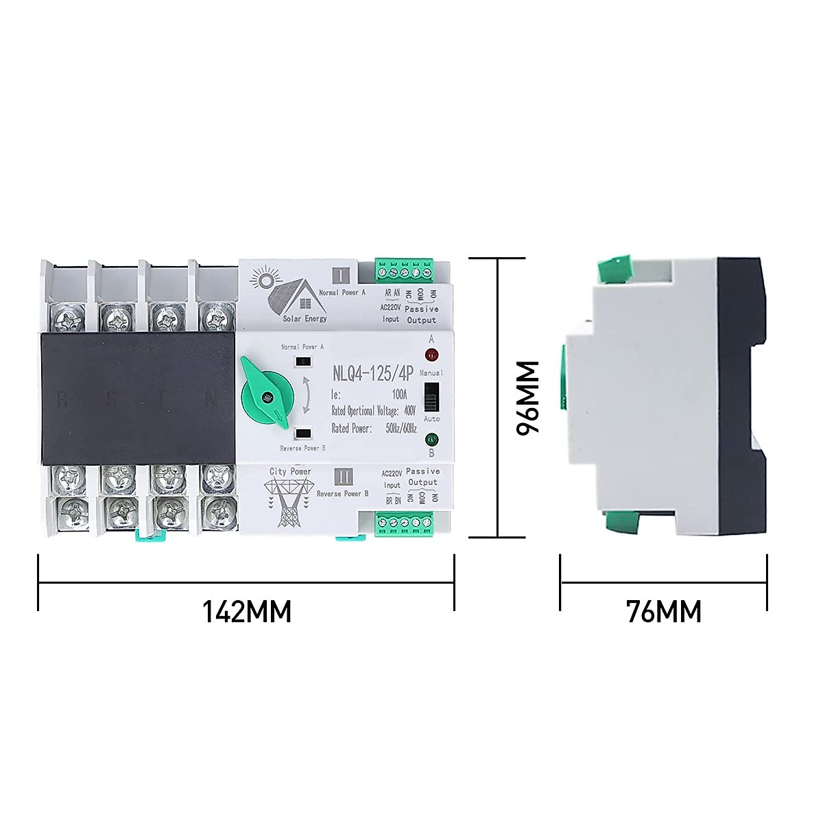 Dual Power Automatic Transfer Switch AC 400V 4P 100A ATS PC Automatic Changeover Toggle Switch Double Transfer Switch for Municipal Electricity UPS Inverter Solar