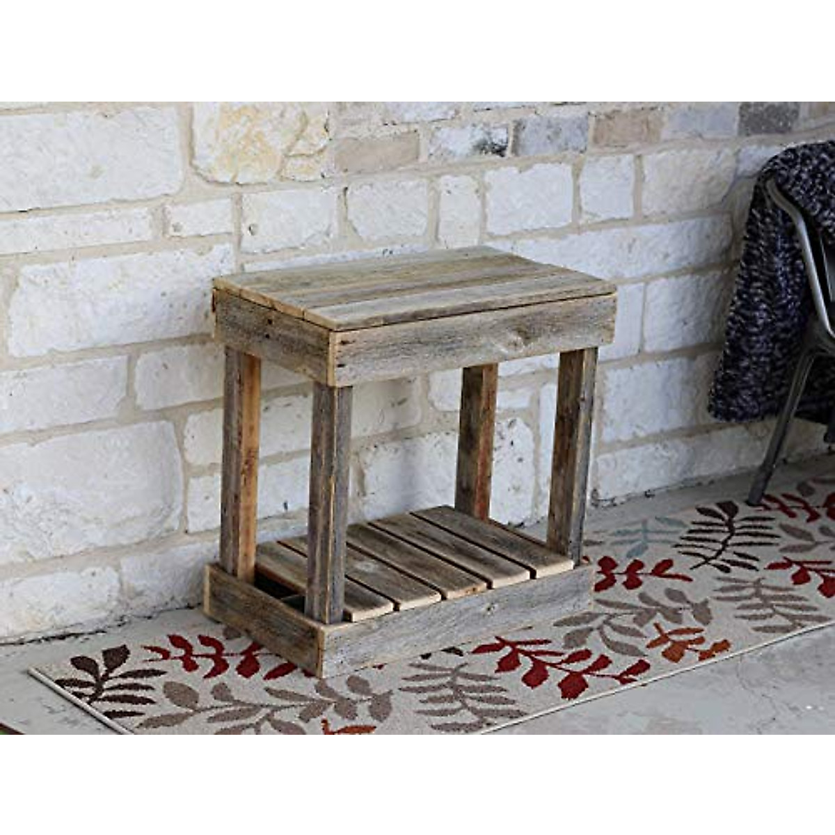 Natural Slatted End Table