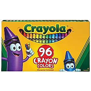 Crayola Classic Color Crayons in Flip-Top Pack with Sharpener, 96 Colors, Gift for Kids