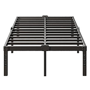 LIJQCI California King Size Bed Frame 16" High Heavy Duty Steel Slat Metal Platform Noise Free Anti-Slip Support 16 Inch Under-Bed Maximum Storage Mattress Foundation