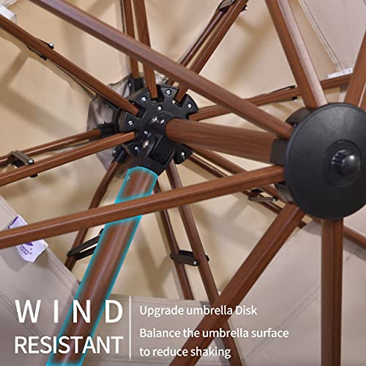 PURPLE LEAF 13ft Patio Umbrella Outdoor Round Umbrella Large Cantilever Umbrella Windproof Offset Umbrella Heavy Duty Sun Umbrella for Garden Deck Pool Patio, Beige