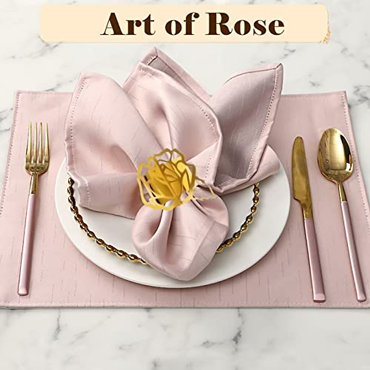 Honitra Rose Napkin Rings, Napkin Rings Set of 100 for Party Decor, Gold Napkin Ring uses Bronzing Process, Reusable Rose Paper Napkin Ring for Wedding, Anniversary, Birthday Table Decor