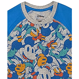 Amazon Essentials Disney | Marvel | Star Wars Boys' Long-Sleeve Henley T-Shirts, Pack of 2, Mickey Jumble, Medium