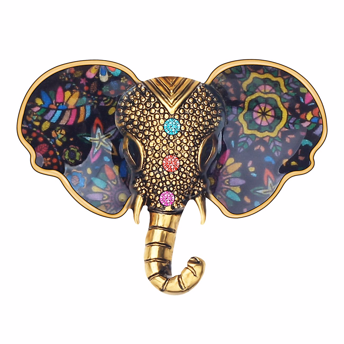 DUOWEI Metal Enamel Shiny Rhinestone Elephant Brooch Elegant Animals Pin Lapel Clothes Scarf Women Teens Jewelry Gift (Multicolor)